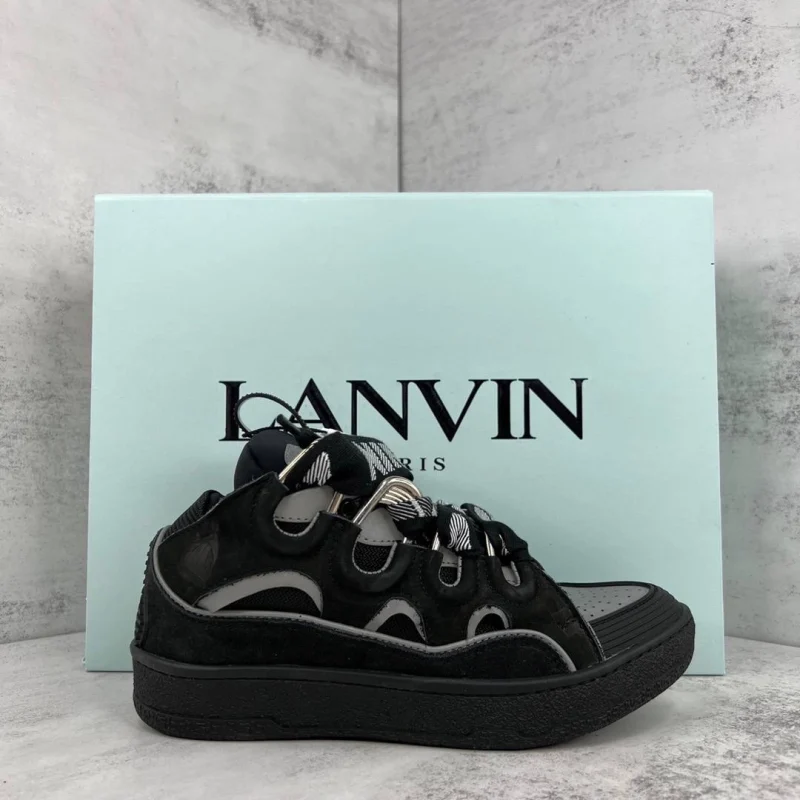 Lanvin Curb Chunky Leather Sneakers “Black” - HypeUnique
